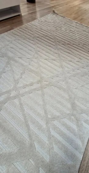 HU Moderní béžový koberec TWIST BEIGE 20294A Rozměr: 60x100 cm