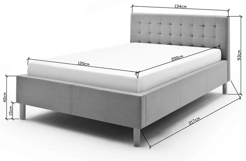Modrošedá čalouněná jednolůžková postel 120x200 cm Malin – Meise Möbel
