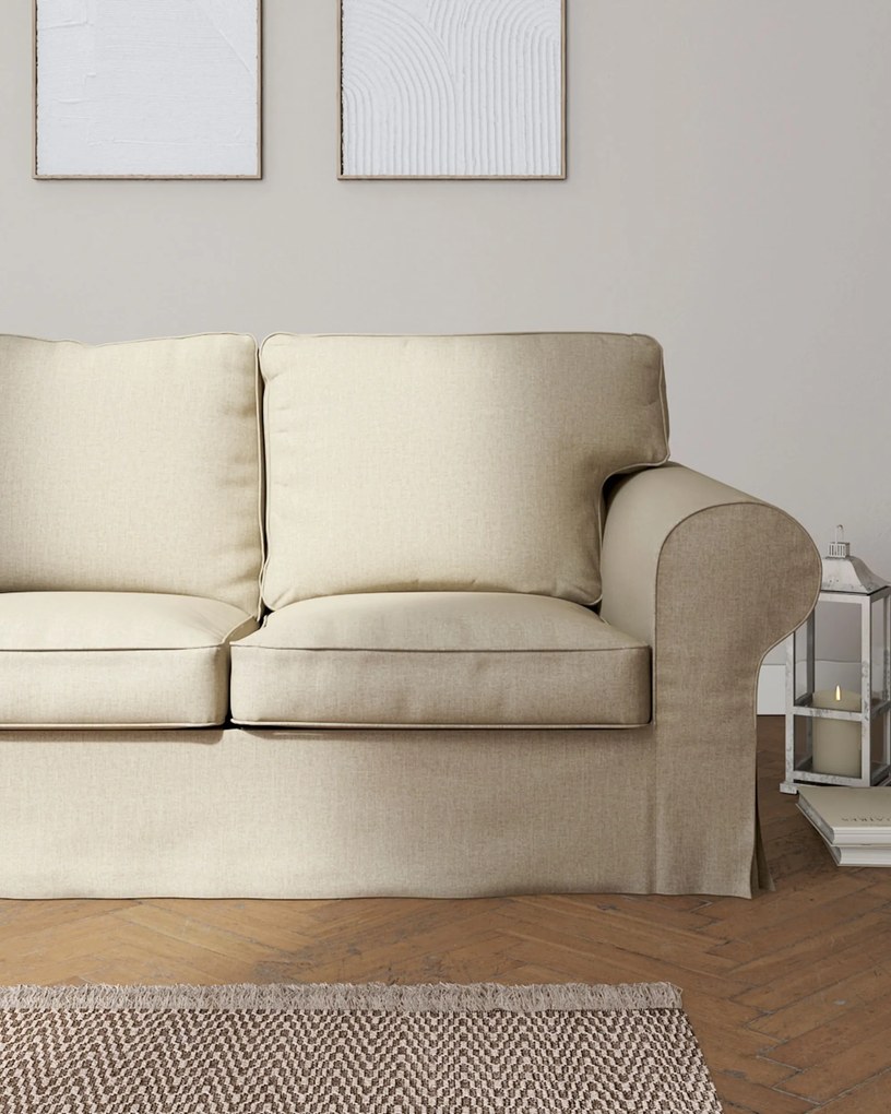 Potah na pohovku IKEA Ektorp 3-místná rozkládací, NOVÝ MODEL 2013 barva béžová látka pletený vzor