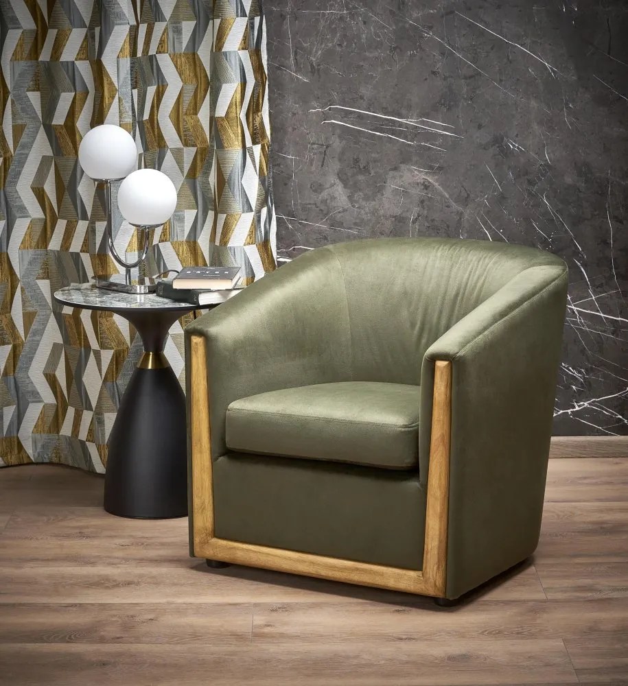 Designové křeslo ENRICO — látka, zelená