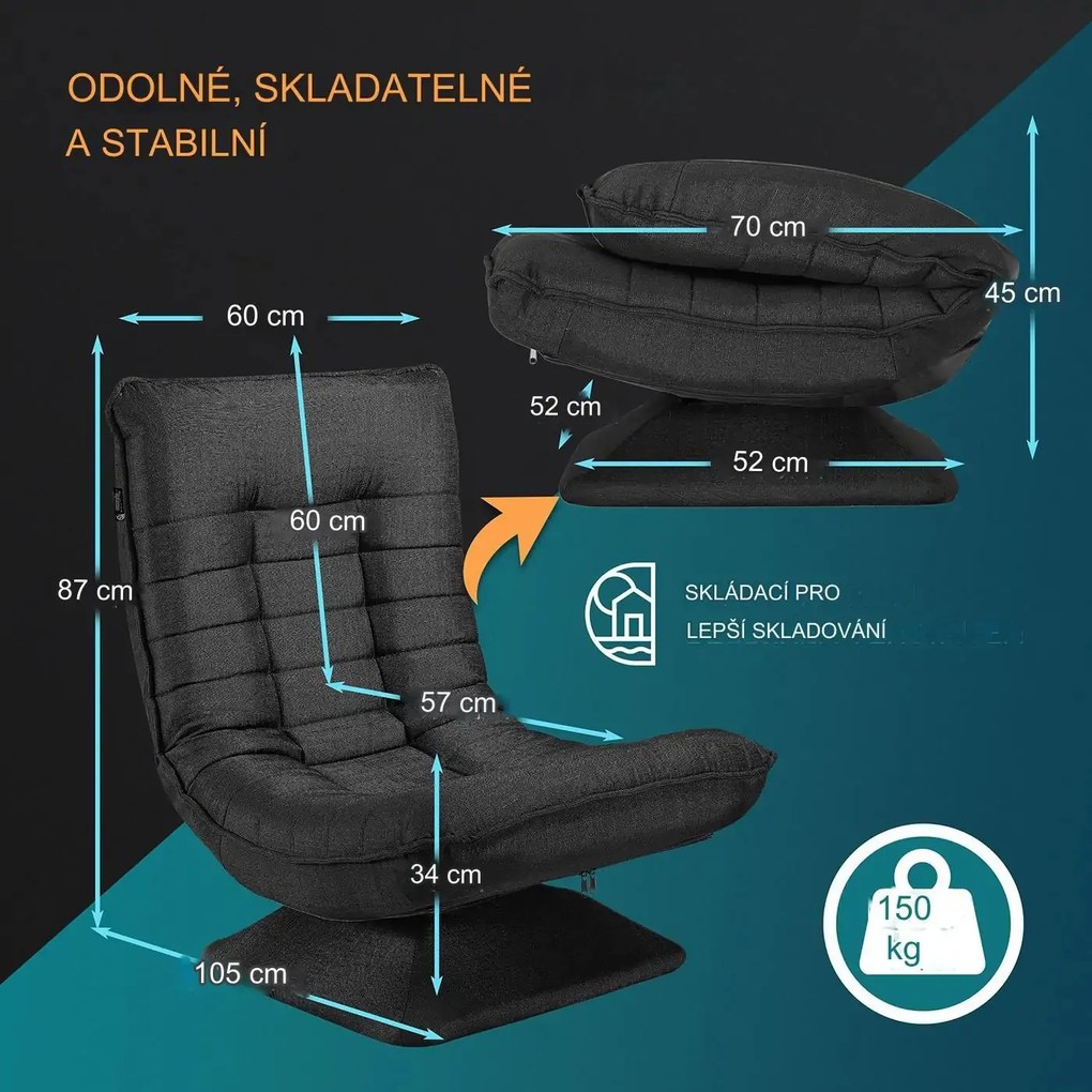 Polohovatelné relaxační křeslo černé 109636