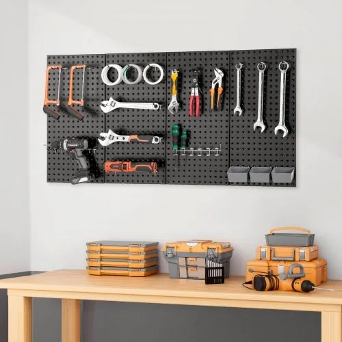 Kovové desky na hrazení 4 panely 61 × 30,5 cm nástěnný – SKU3-PEGBOARD Sada