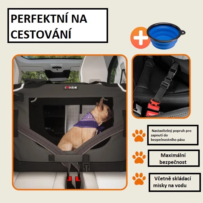 Skládací cestovní box pro psy M, antracitový 109435
