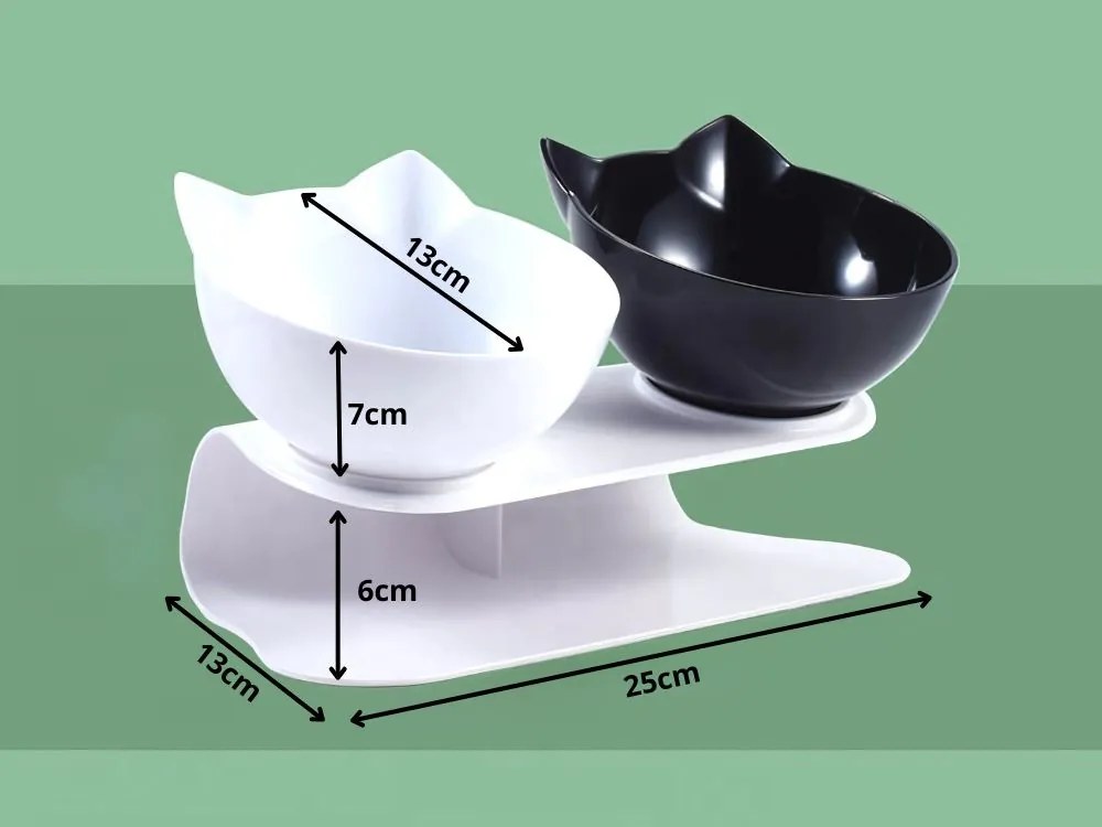 Verk Group Dvojitá miska pro psa kočku plastové misky na jídlo vodu 2x400ml