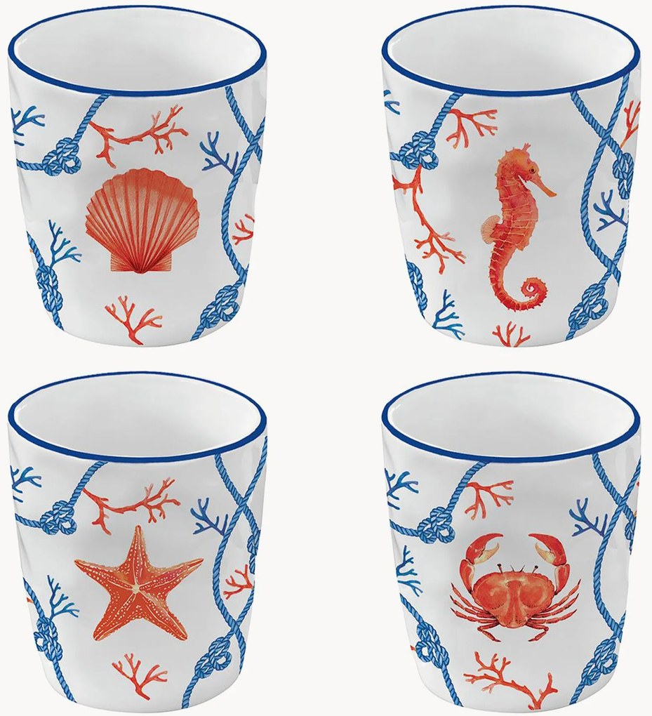 Sada porcelánových šálků na kávu Cote De Mer, 4 díly