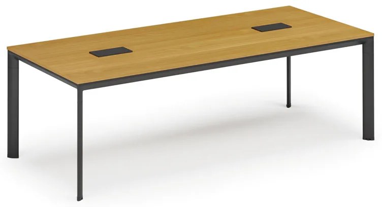 Jednací stůl PRIMO INVITATION, 240x120 cm, buk + 2x stolní zásuvka TYP II, černá