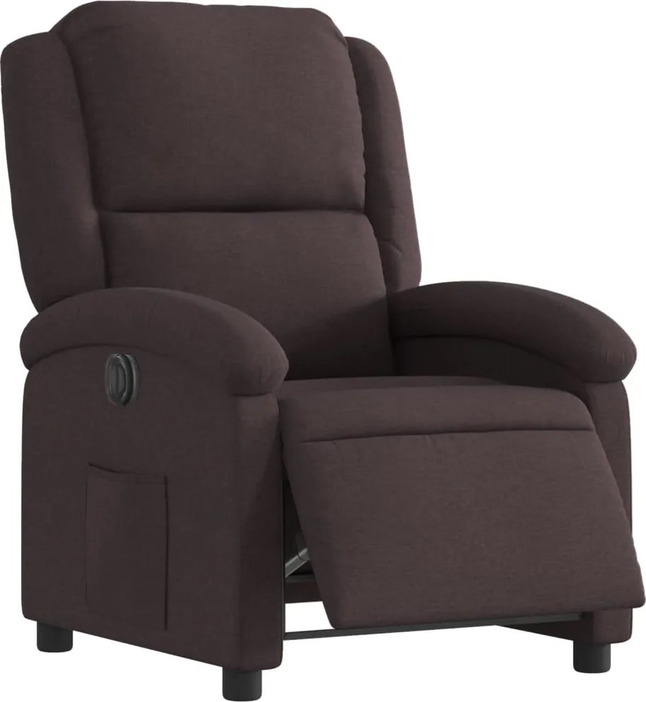 Elektrické polohovací křeslo tmavě hnědé textil 3204145