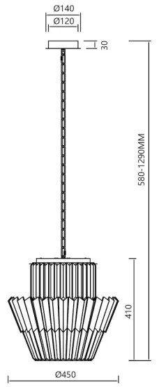 Lustr na řetězu DONNA 9xE14/40W/230V pr. 45 cm zlatá