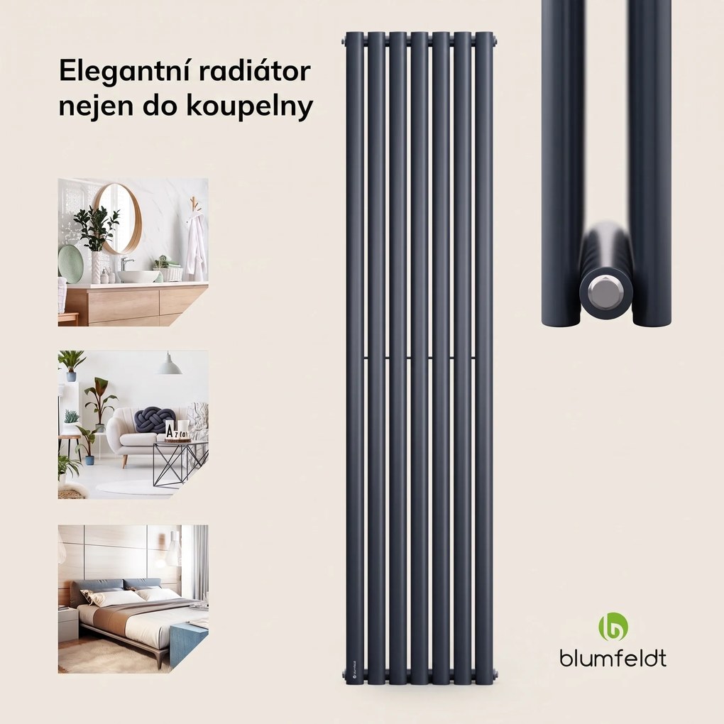 Blumfeldt Tallheo, 41 x 180, radiátor, koupelnový radiátor, trubkový radiátor, 1435 W, teplá voda, 1/2