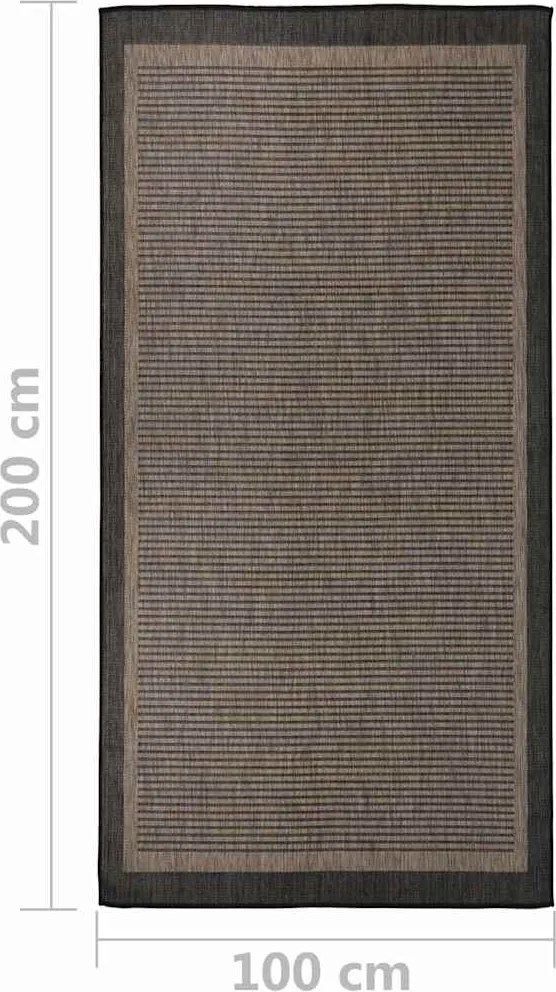 Venkovní hladce tkaný koberec 100x200 cm tmavě hnědá 340843