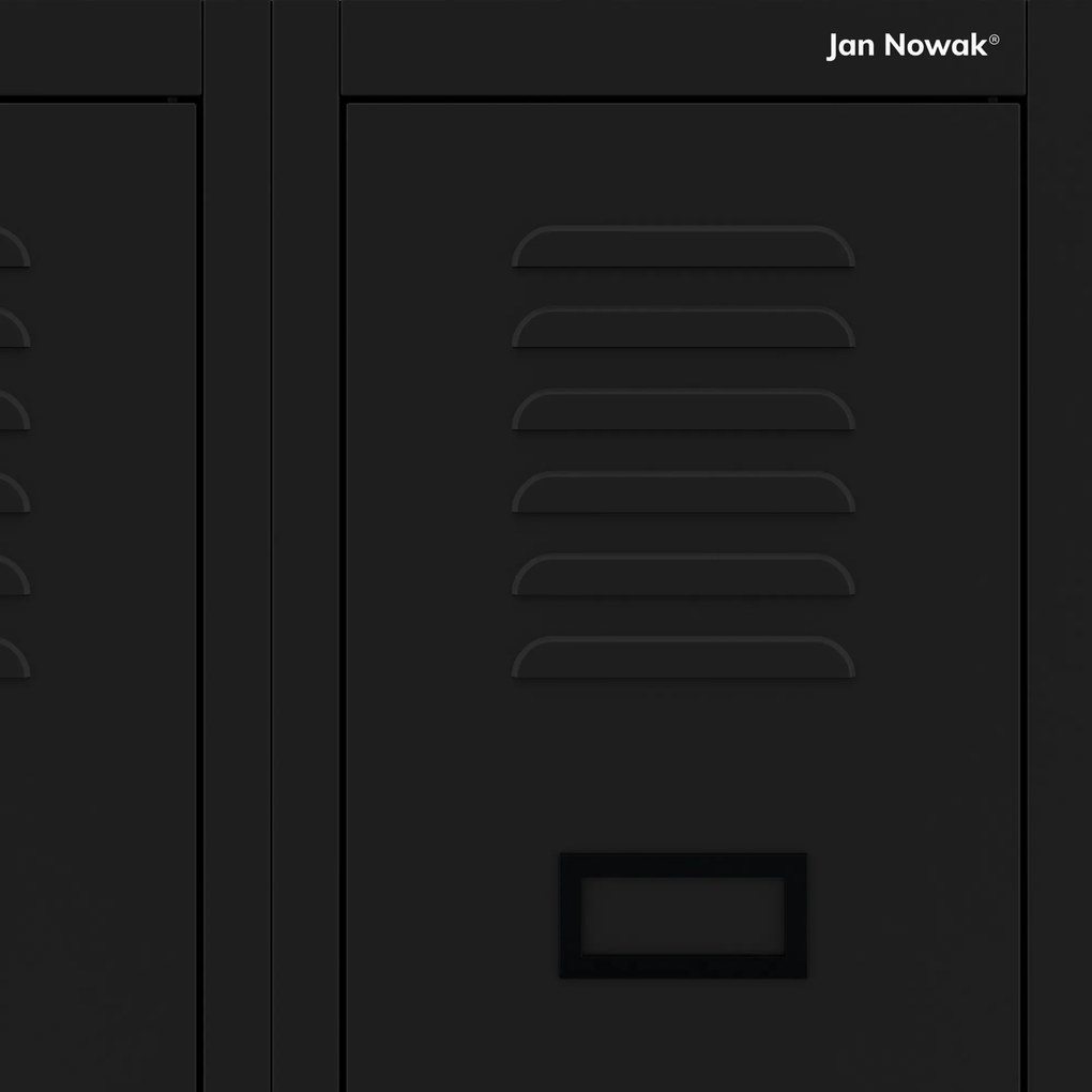 Kovová dvoukomorová zaměstnanecká skříň černá: KACPER II, 600 x 1800 x 500 mm