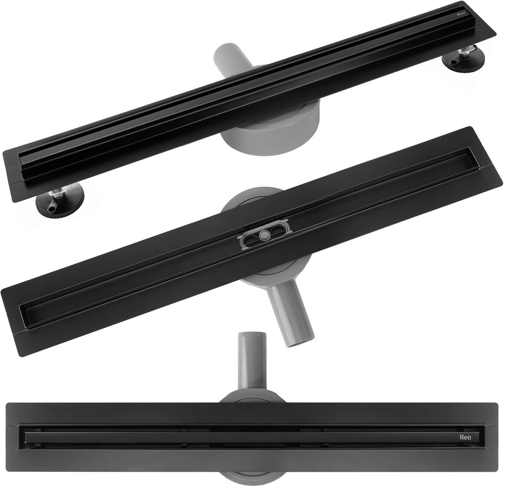 Rea Neox Slim Pro, sprchový odtokový žlab 100cm, černá matná, REA-G2712