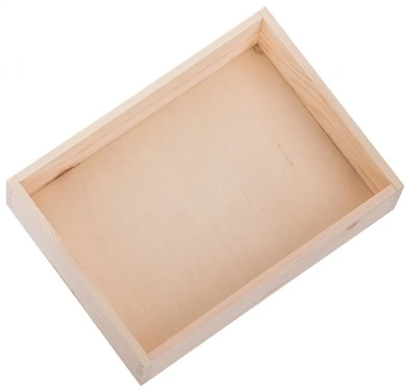 FK Dřevěná krabička bez víka - 22x16x5 cm, Přírodní