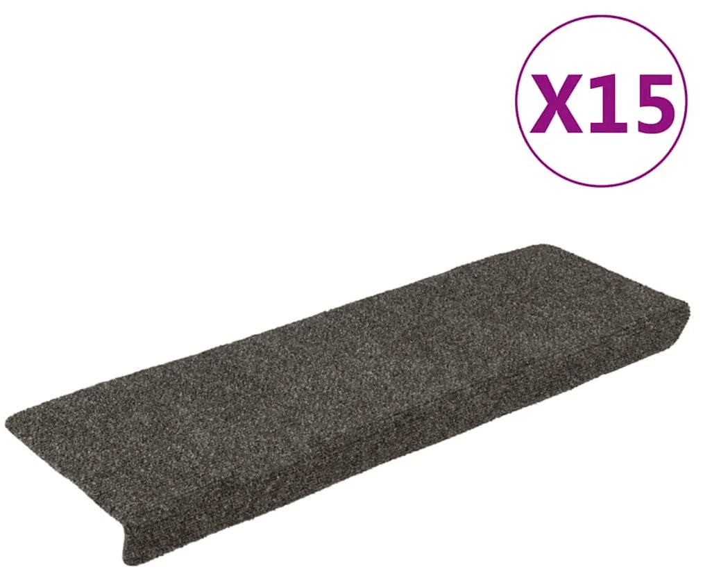 Schodové rohože samolepicí 15 ks 65 x 21 x 4 cm antracitové s obdélníkovým okrajem 326189