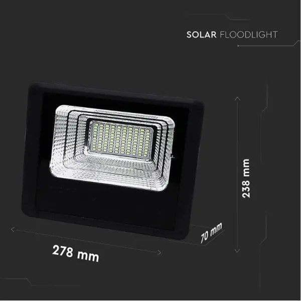 LED Stmívatelný solární reflektor LED/20W/6,4V 4000K IP65 + dálkové ovládání