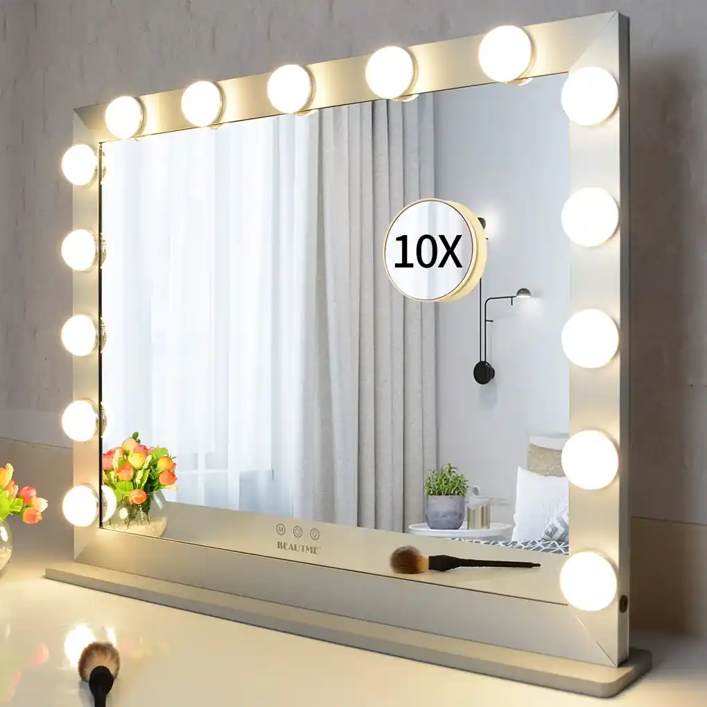 MMIRO, L615S, Hollywoodské make-up zrcadlo s osvětlením 70 x 55 cm |  stříbrná L615S | BIANO
