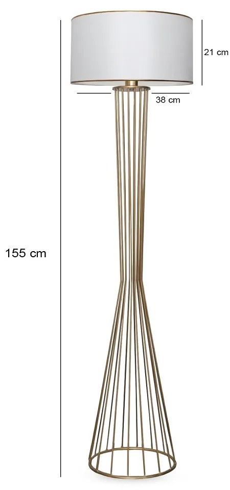 Designová stojanová lampa Fellini 155 cm bílá / zlatá