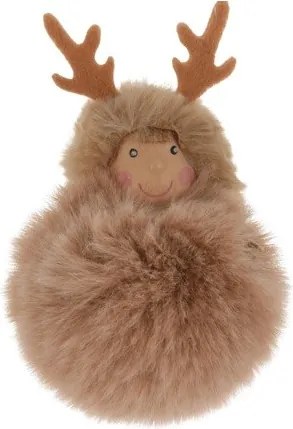 Závěsné děvčátko s parohy – hnědé 11 cm