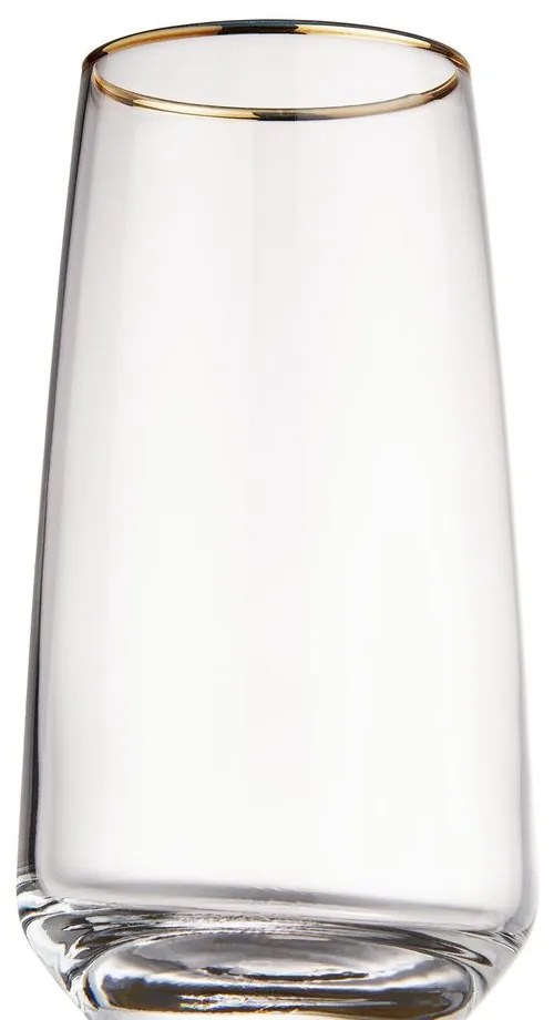 TOUCH OF GOLD Sada sklenic na long drink se zlatým okrajem 480 ml 6 ks