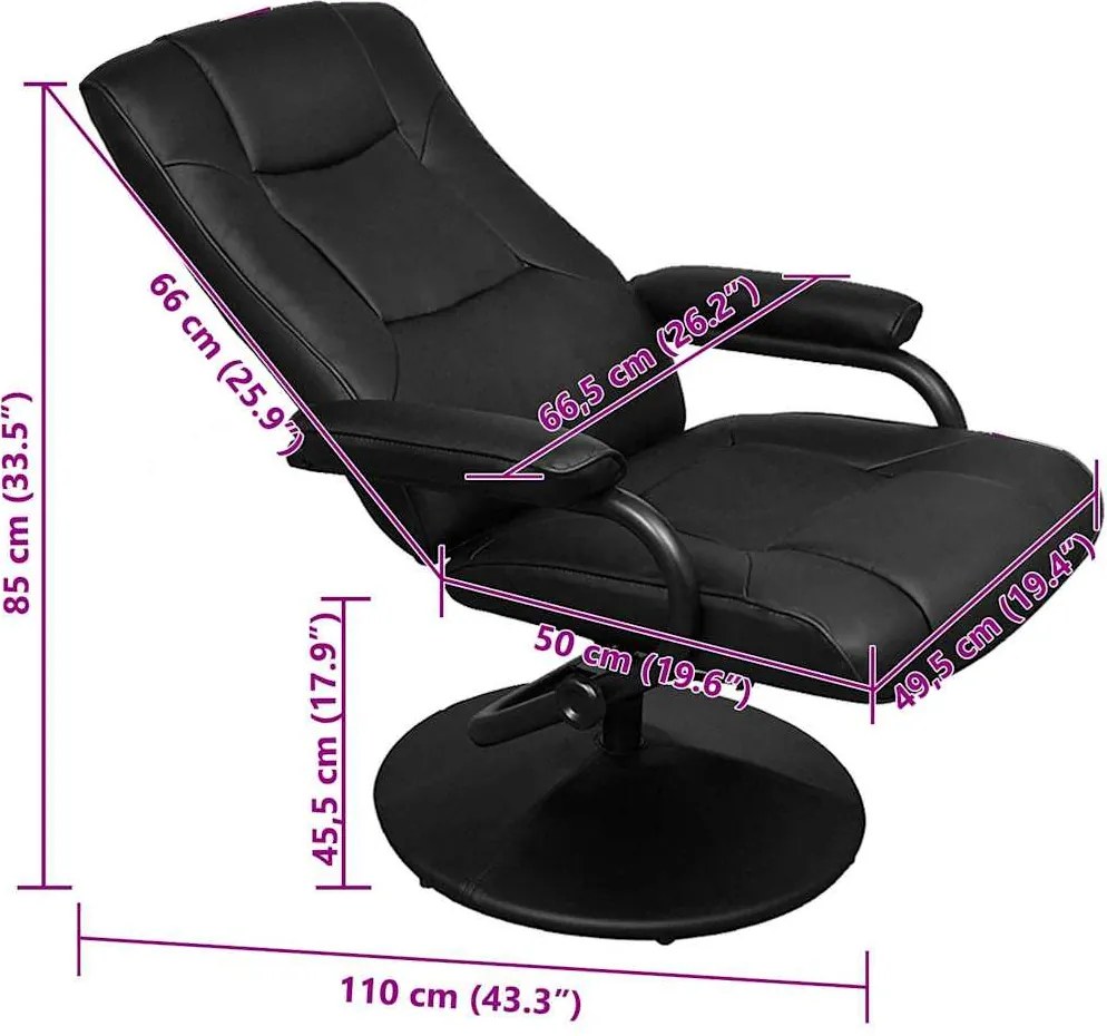 TV křeslo s podnožkou černé umělá kůže 241535