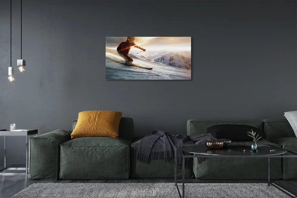 Obrazy na plátně lyžařské hůlky muž 100x50 cm