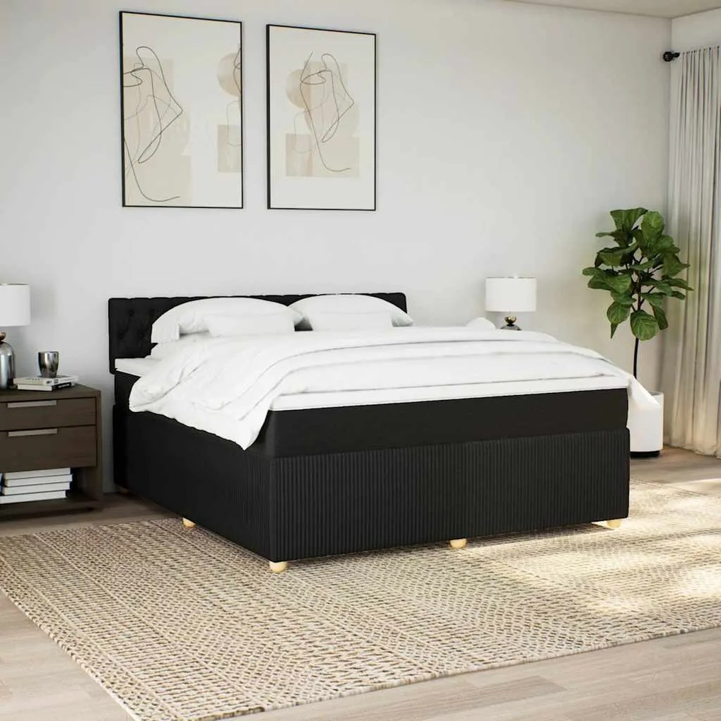 Box spring postel s matrací černá 180x200 cm textil 3289844
