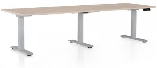 Výškově nastavitelný stůl OfficeTech Long, 240 x 80 cm, šedá podnož