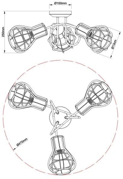 Globo 15388-3D - Bodové svítidlo CLASTRA 3xE27/40W/230V