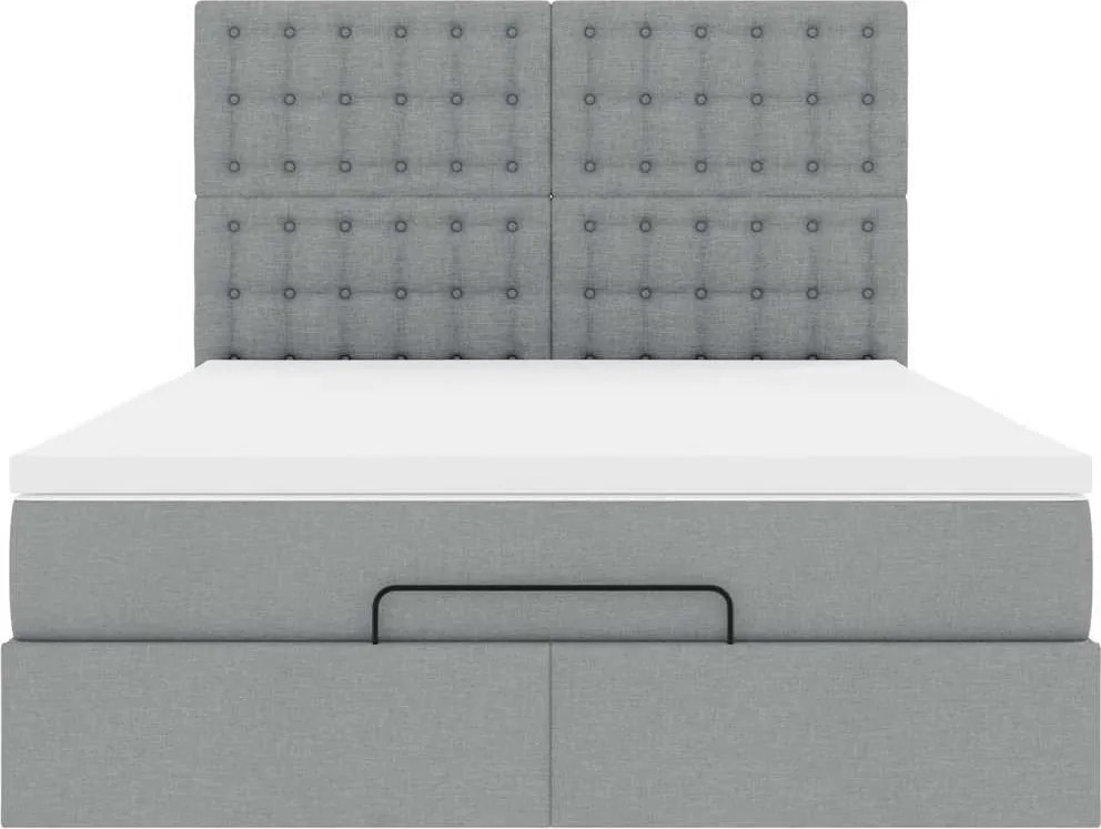 Osmanský rám postele s matrací světle šedá 140x200cm textil 3313327