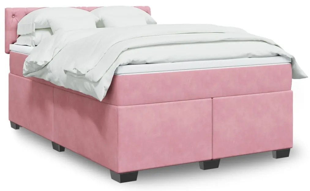 Box spring postel s matrací růžová 140x200 cm samet 3288641