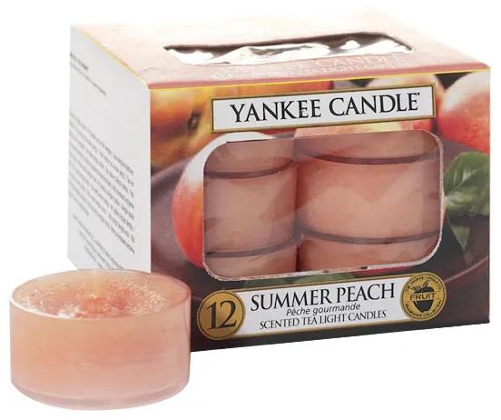 Yankee Candle – čajové svíčky Summer Peach (Letní broskev), 12 ks