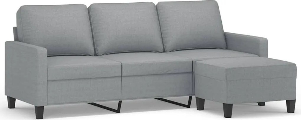 3místná pohovka s podnožkou světle šedá 180 cm textil 3201037