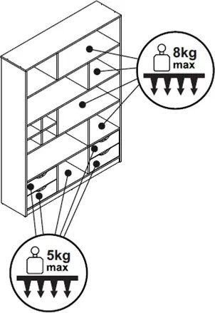Regál/knihovna Sten 2, bílý/šedý beton