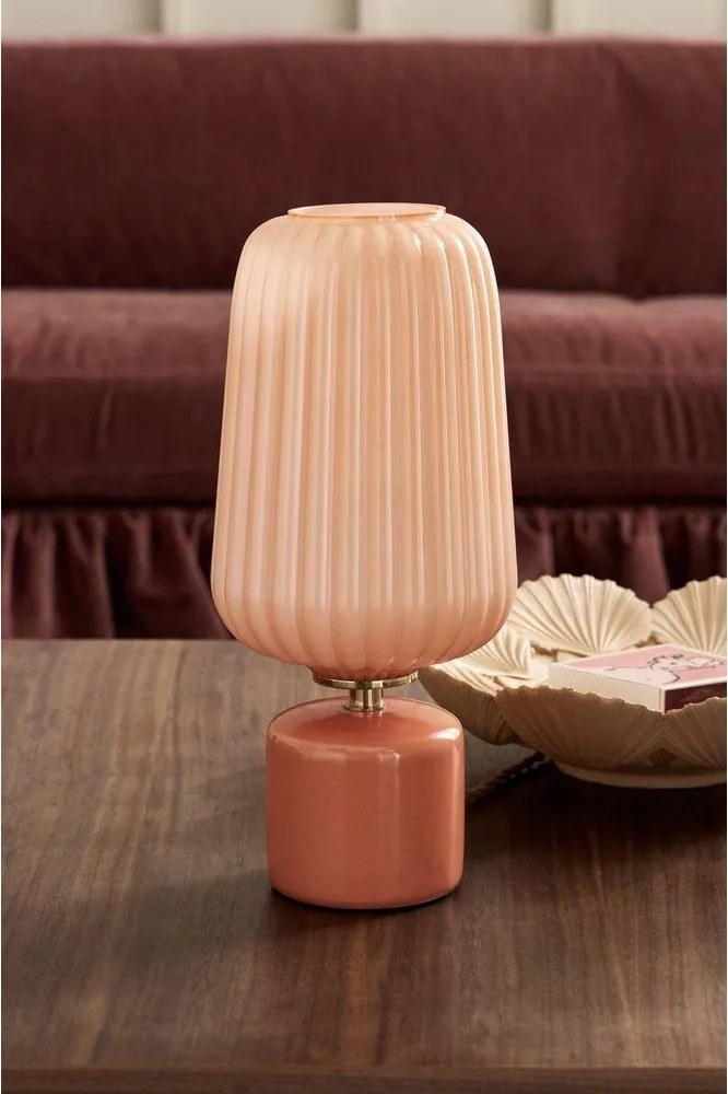 Skleněná stolní lampa v lososové barvě (výška 40 cm) Daria – Ellos Home