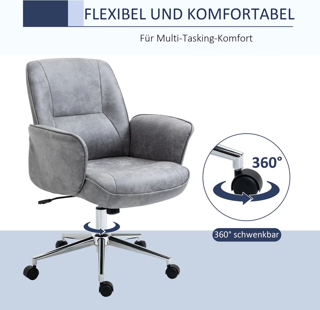 Kancelářská židle Vinsetto XXL ergonomická čalouněná židle výškově nastavitelná s funkcí houpání do nosnosti 120 kg Světle šedá | Aosom.de