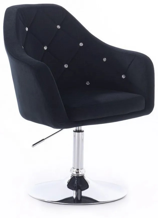 LuxuryForm DESIGN Křeslo ROMA VELUR na stříbrném talíři - černé