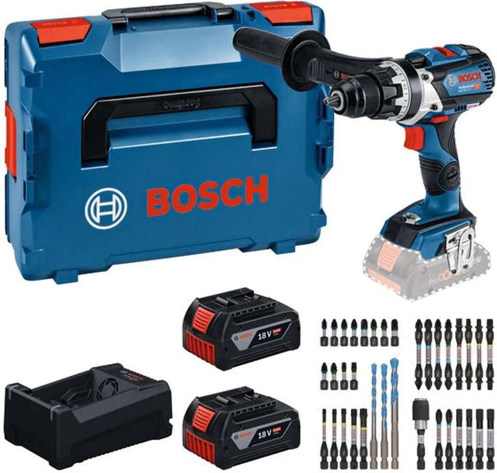 Bosch - 18V AKU vrtací šroubovák GSR 18V-110 C, s příslušenstvím, 2x aku 5,0 Ah Li-Ion, nabíječka 0615A500E3