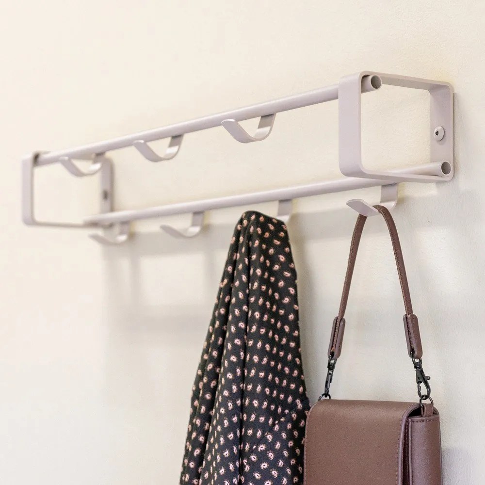 Taupe ocelový nástěnný věšák s poličkou 60 cm Rex – Spinder Design