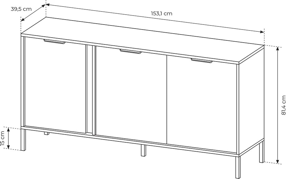 LARS a | komoda 153 3D | 153,1 cm | antracit