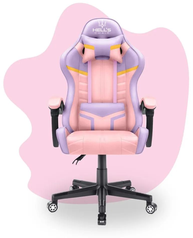 Dětská židle na hraní HC - 1004 růžová a fialová se žlutými detaily