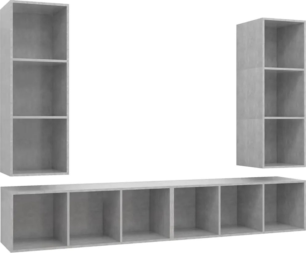 Nástěnné TV skříňky 4 ks betonově šedé dřevotříska 3079884