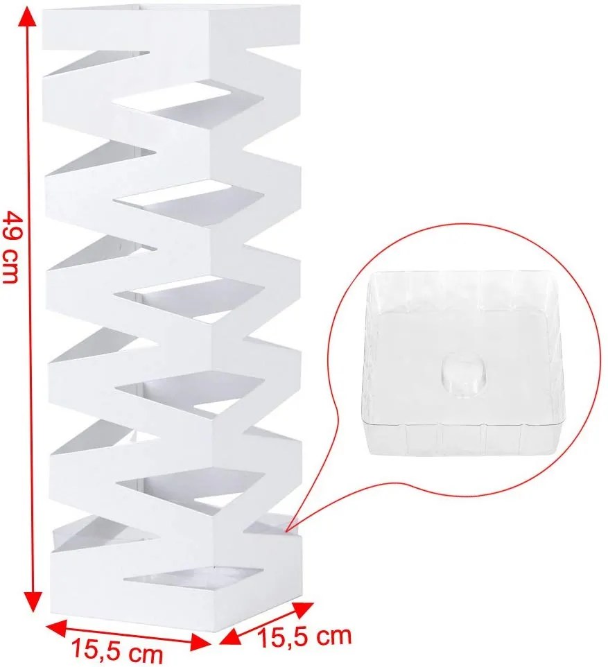SONGMICS Stojan na deštníky čtvercový bílý motiv zigzag