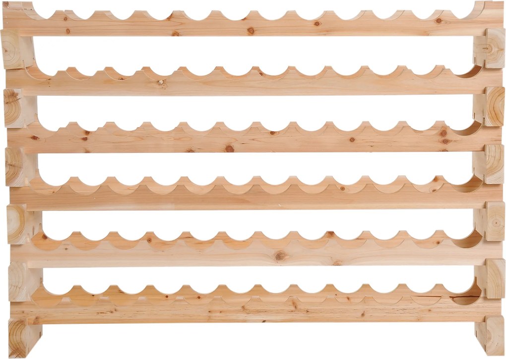 HOMCOM 72-lahev vinotéka, 6-patrová vertikální vinotéka s nosností 100 kg pro kuchyni, jídelnu a bar, 114x28x85 cm, přírodní dřevo