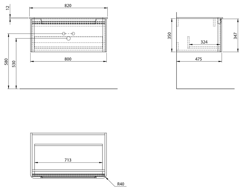 Sapho Kerala koupelnová skříňka pod umyvadlo 80 x 35 x 47,5 cm 1x zásuvka verde zelená KR080-4444