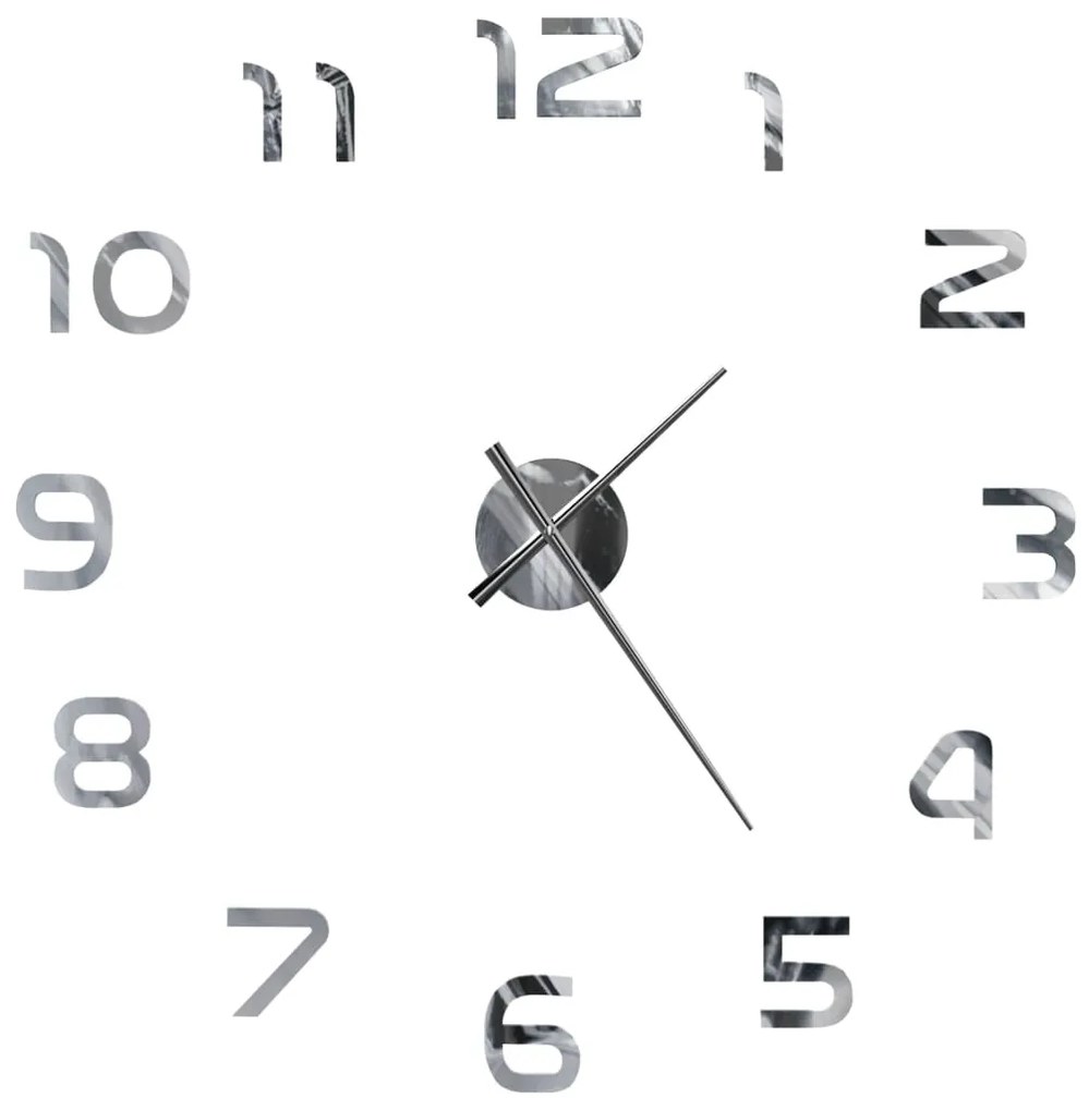 50634 vidaXL 3D Nástěnné hodiny s moderním designem 100 cm XXL stříbrné