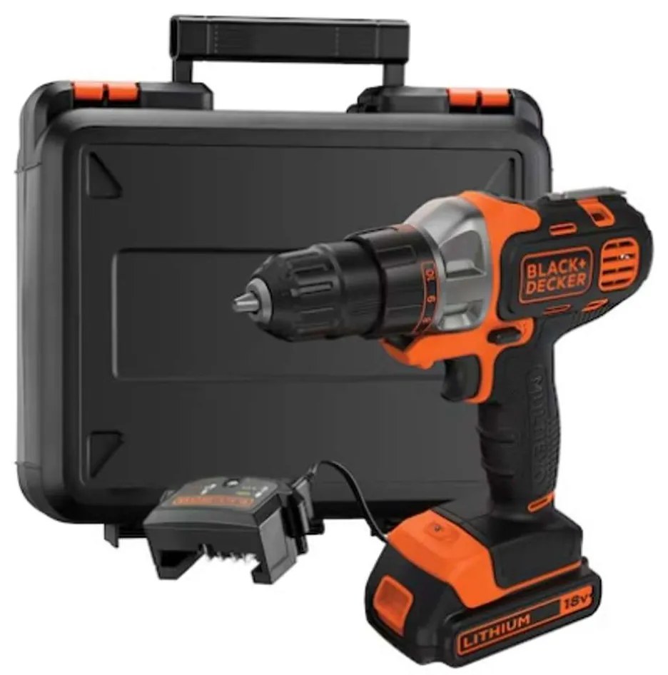 BLACK+DECKER Nářadí - 18V AKU multifunkční vrtací šroubovák, 1x aku 1,5 Ah Li-Ion, nabíječka MT218K-QW