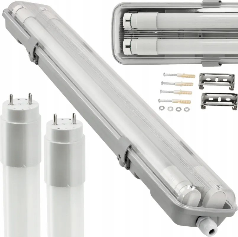 10× Hermetické svítidlo 120 cm - lampa + trubice LED 20× do garáže