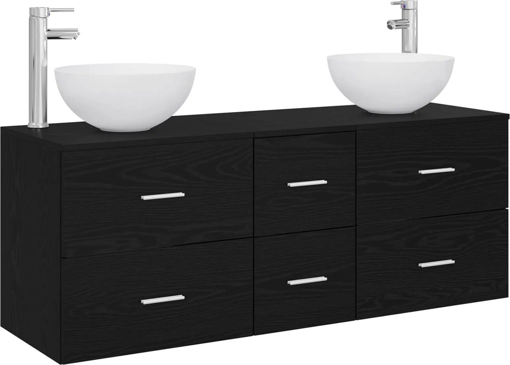 Sada koupelnových skříněk 3 ks Černý dub 49,5 x 35 x 63 cm 3405796