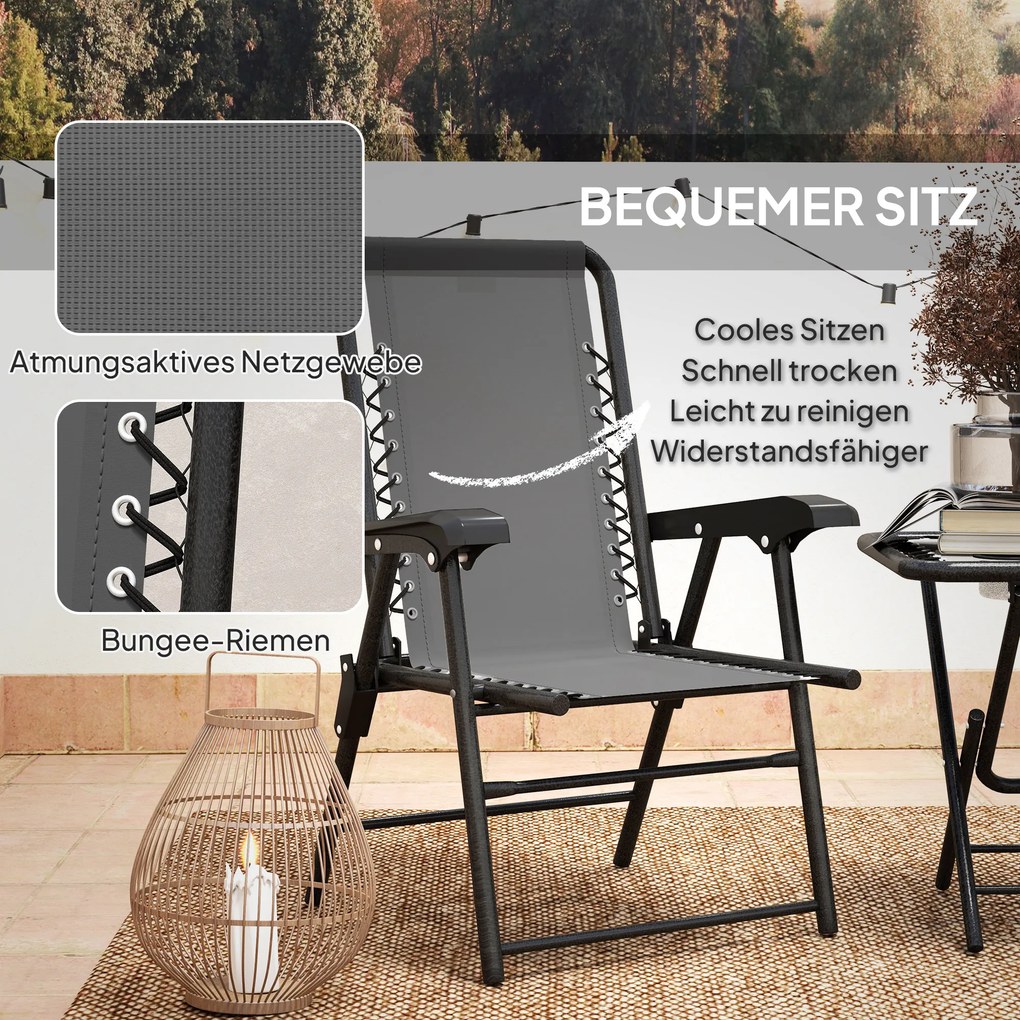Outsunny Bistro set 3-dílný ocelový zahradní nábytek odolný proti povětrnostním vlivům se skládacím bistro stolem s držákem na pohár zahradní židle t…
