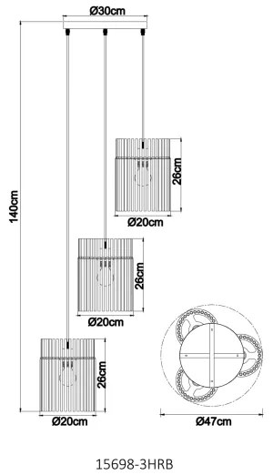 Globo 15698-3HRB - Lustr na lanku GORLEY 3xE27/60W/230V